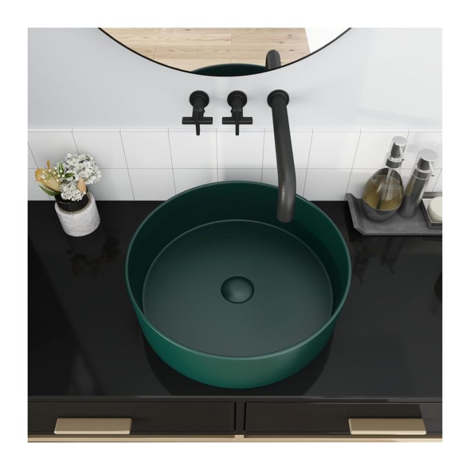 Modern Design Ceramic Washroom Basin Round Green Small Hand Washing ...