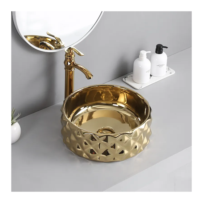 Modern Design Luxury Above Counter Hand Wash Basin Electroplated Gold ...